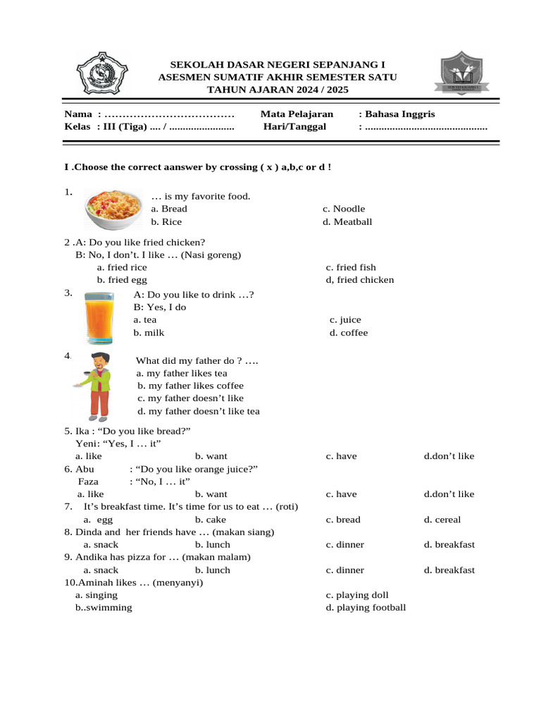 Uas Bahasa Inggris Kelas 3 Pdf Cuisine Eating Behaviors Of Humans