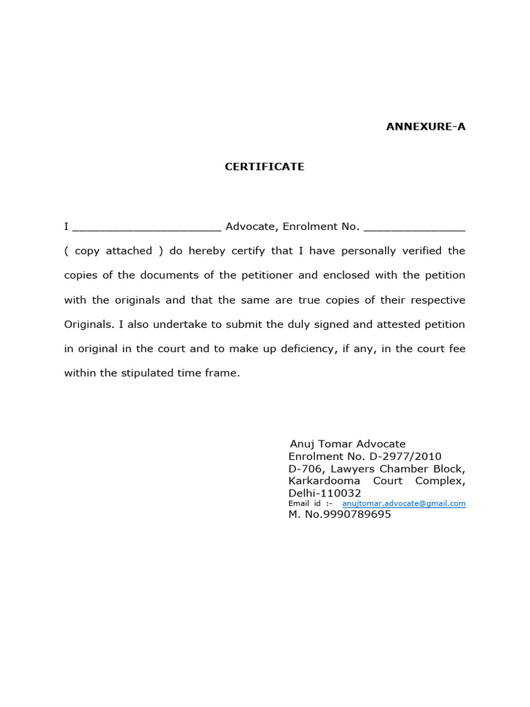 Undertaking Annexure A and Annexure B HMA New | PDF