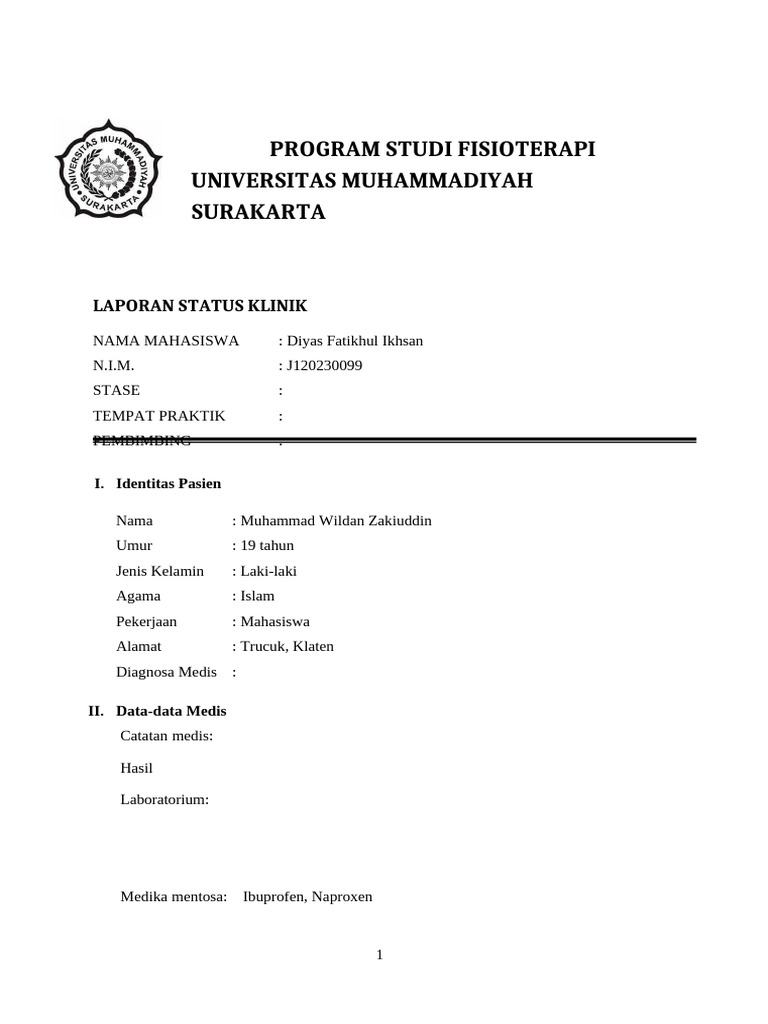 Form Status Klinis | PDF