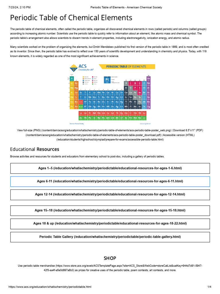 Periodic Table for Educators | PDF | Periodic Table | Chemical Elements