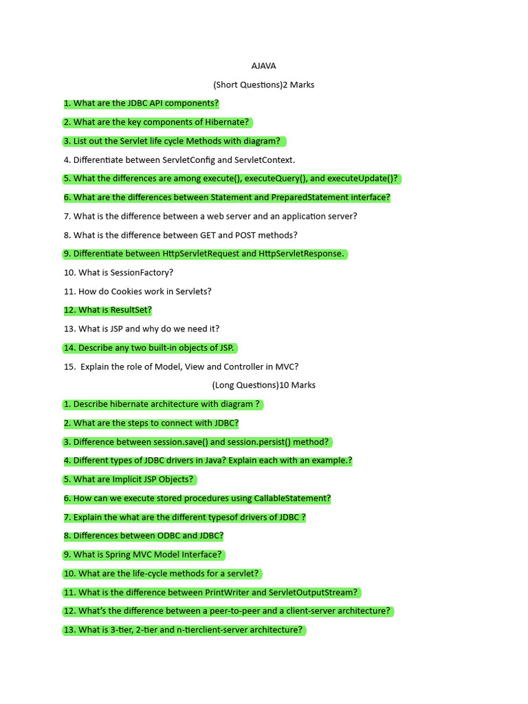 AJAVA Questions | PDF | Spring Framework | Computer Programming AJAVA Questions | PDF | Spring Framework | Computer Programming