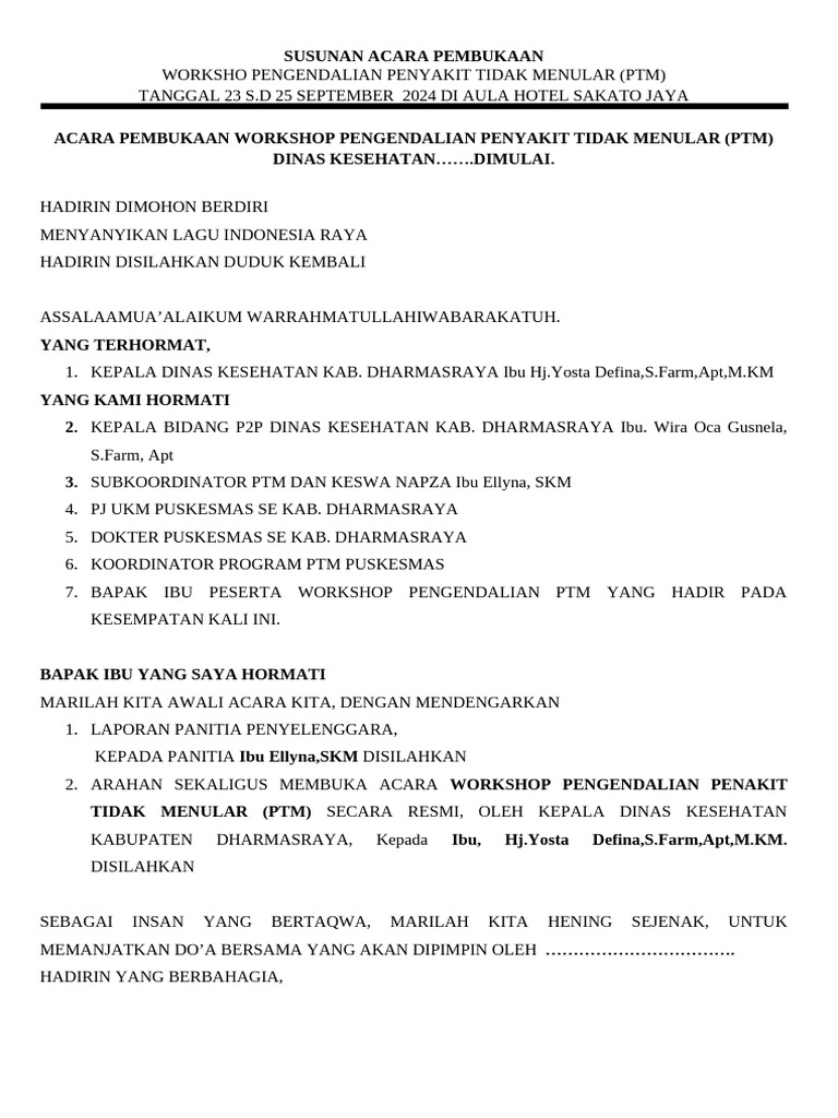 SUSUNAN ACARA PEMBUKAAN dan PENUTUPAN dan DOA | PDF SUSUNAN ACARA PEMBUKAAN dan PENUTUPAN dan DOA | PDF