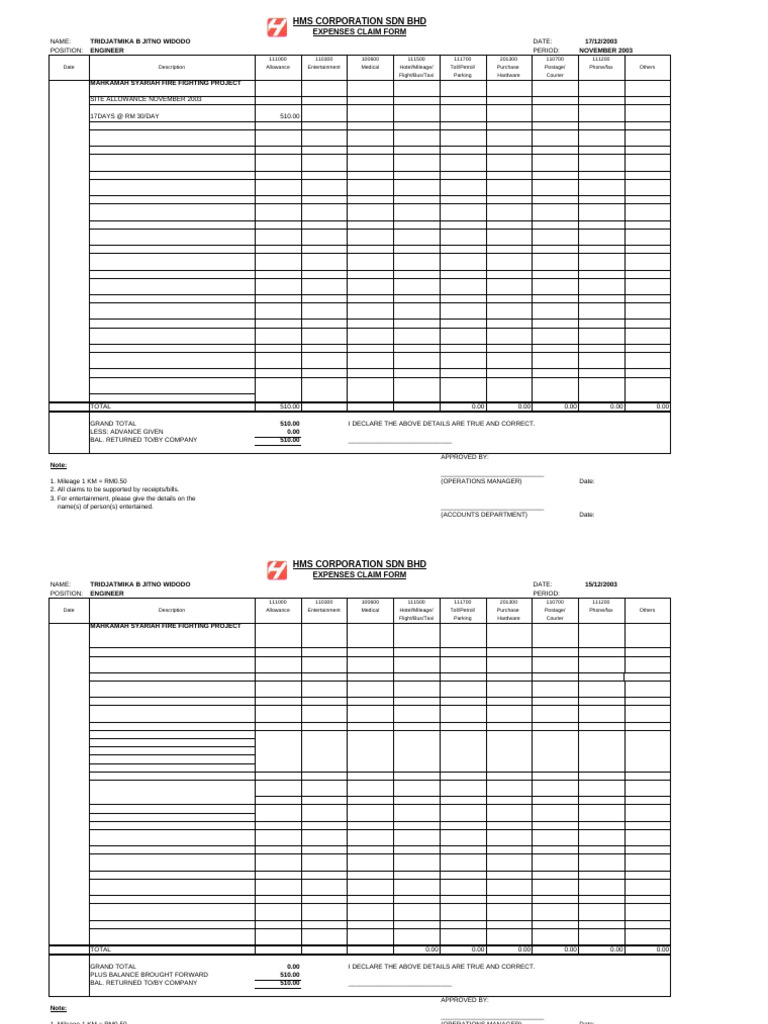 Claim Form Mika 05 Allowance | PDF