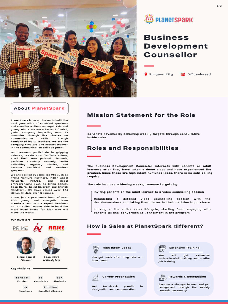 PlanetSpark - Business Counsellor Growth | PDF