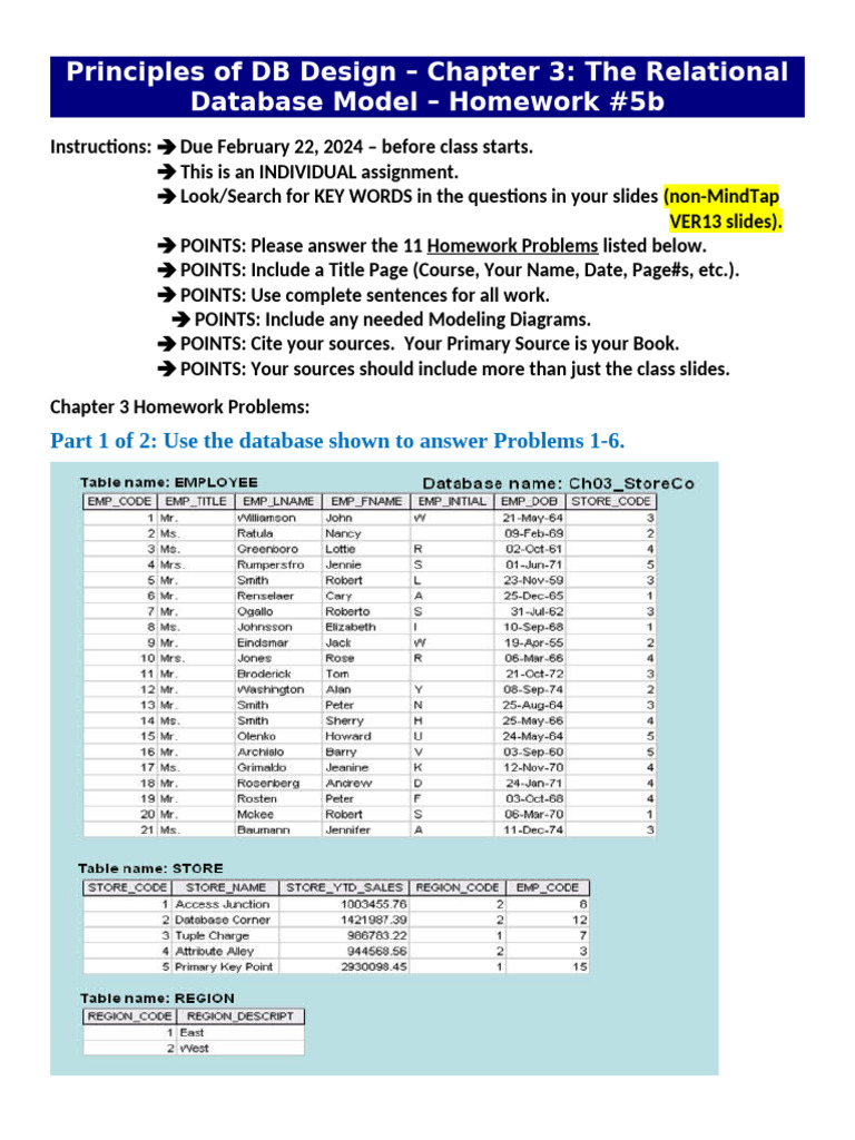 Week06 HW5b Chapter3 Problems | PDF | Relational Database | Information Technology Management