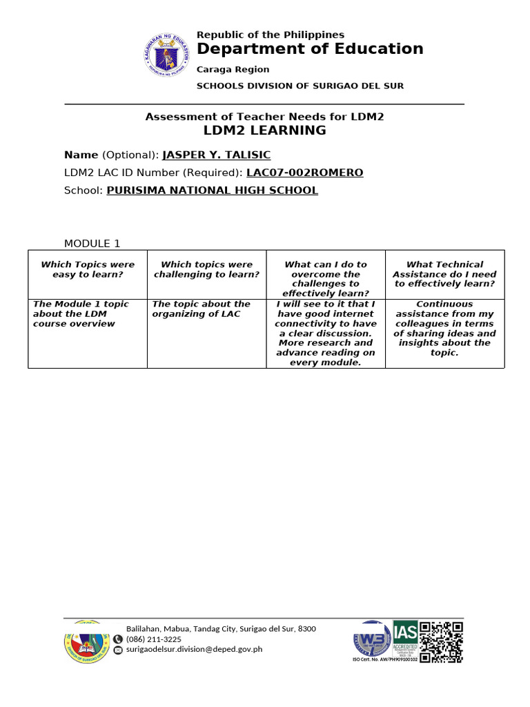 TAN LDM2 Learning MODULE 1 | PDF