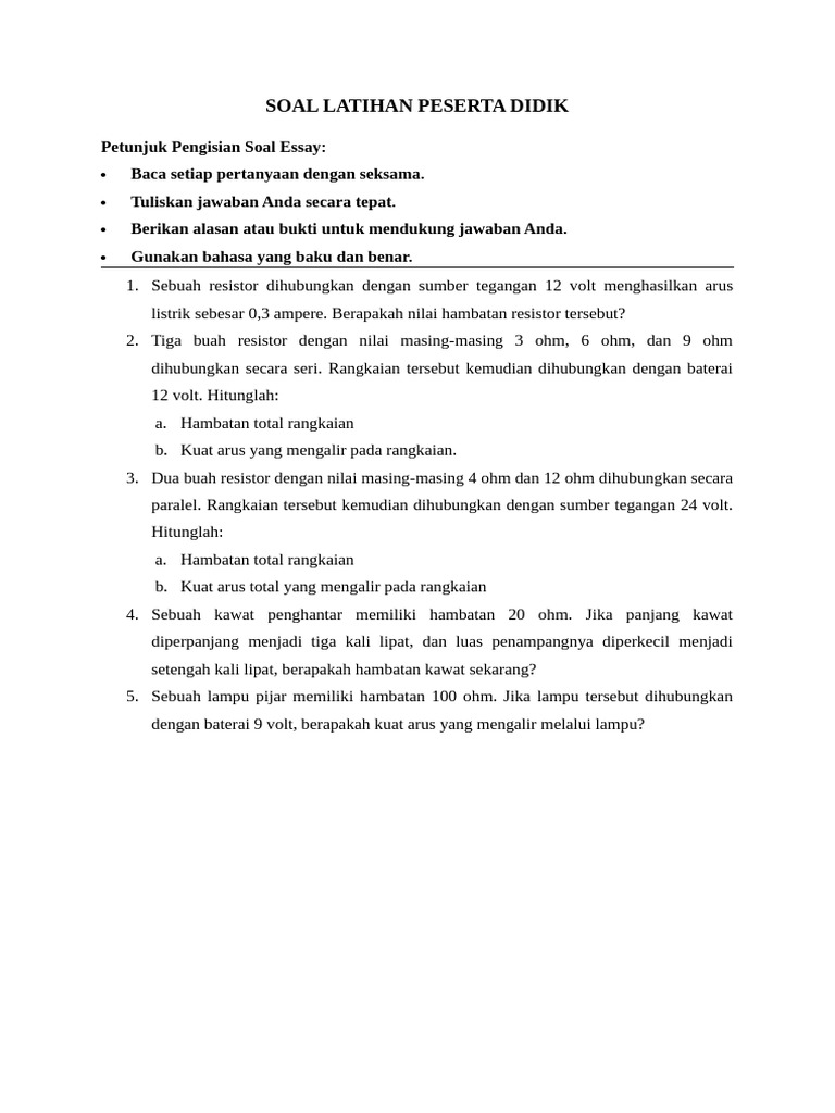 Soal Latihan Peserta Didik Mopel 2 | PDF