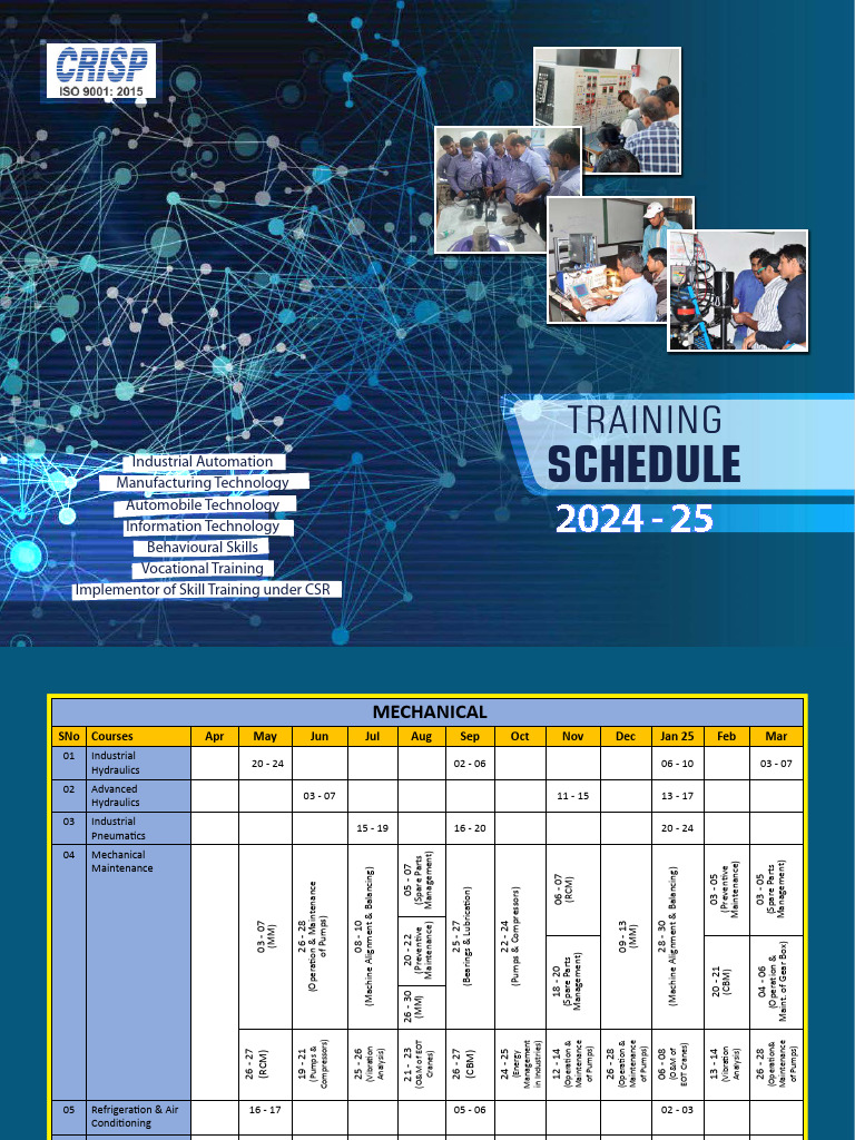 CRISP Industry TRG Calendar 2024-25 | PDF
