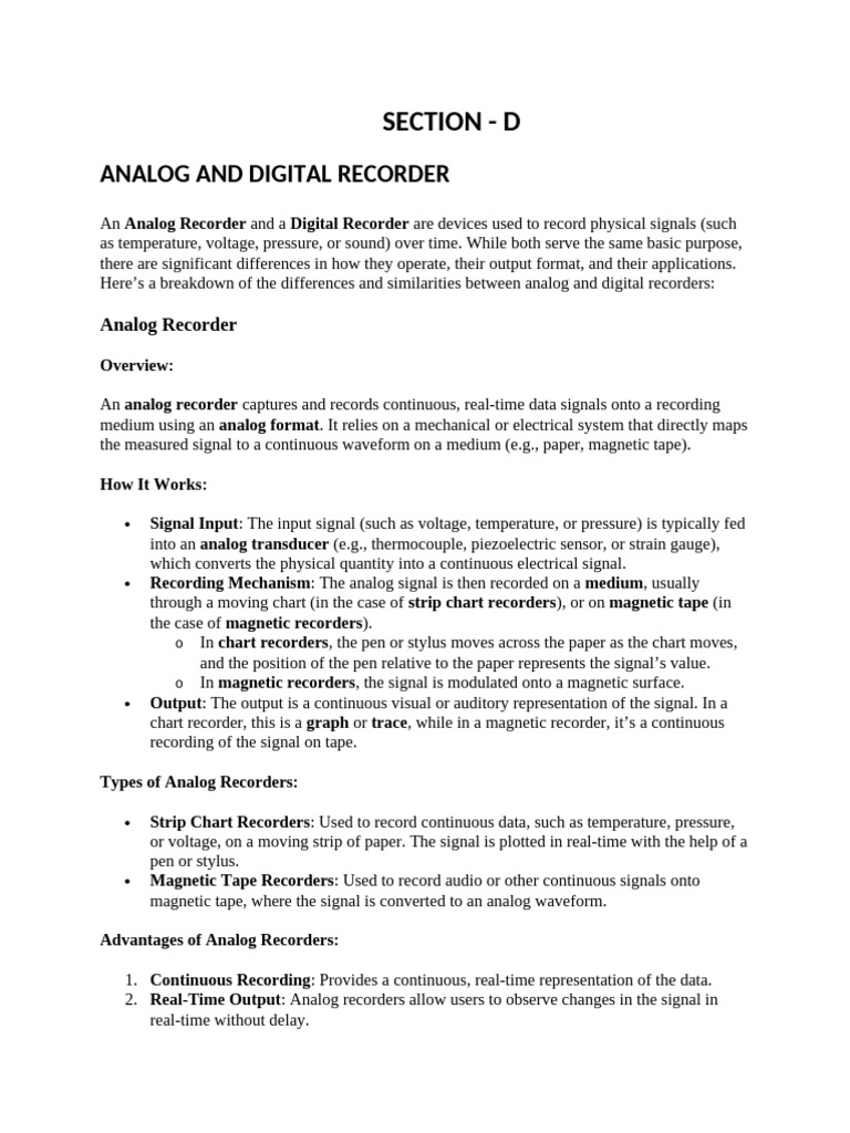 SECTION D | PDF | Analog To Digital Converter | Digital Audio