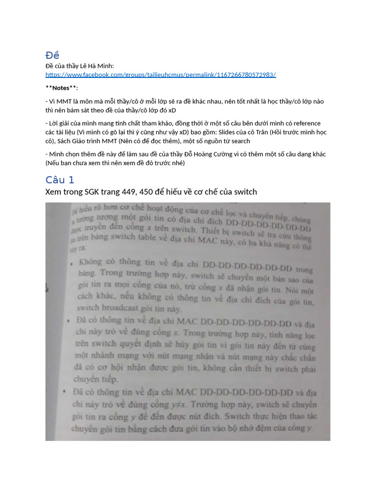 MMT 2022 2023 ThayLeHaMinh | PDF