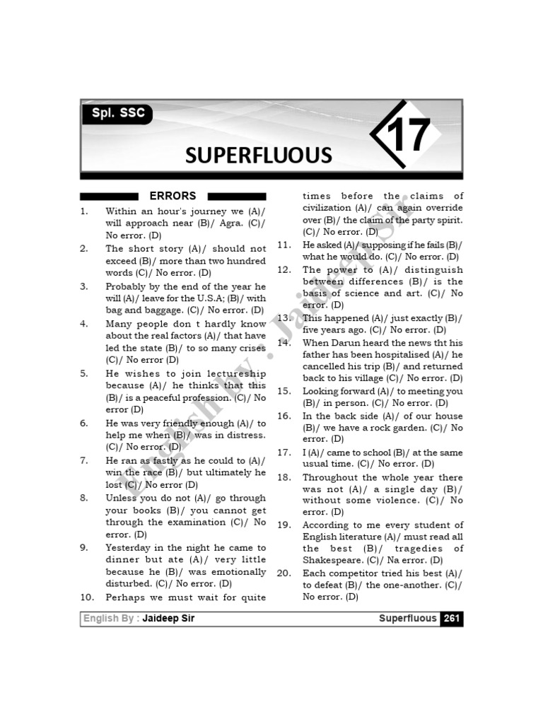 superfluous | PDF