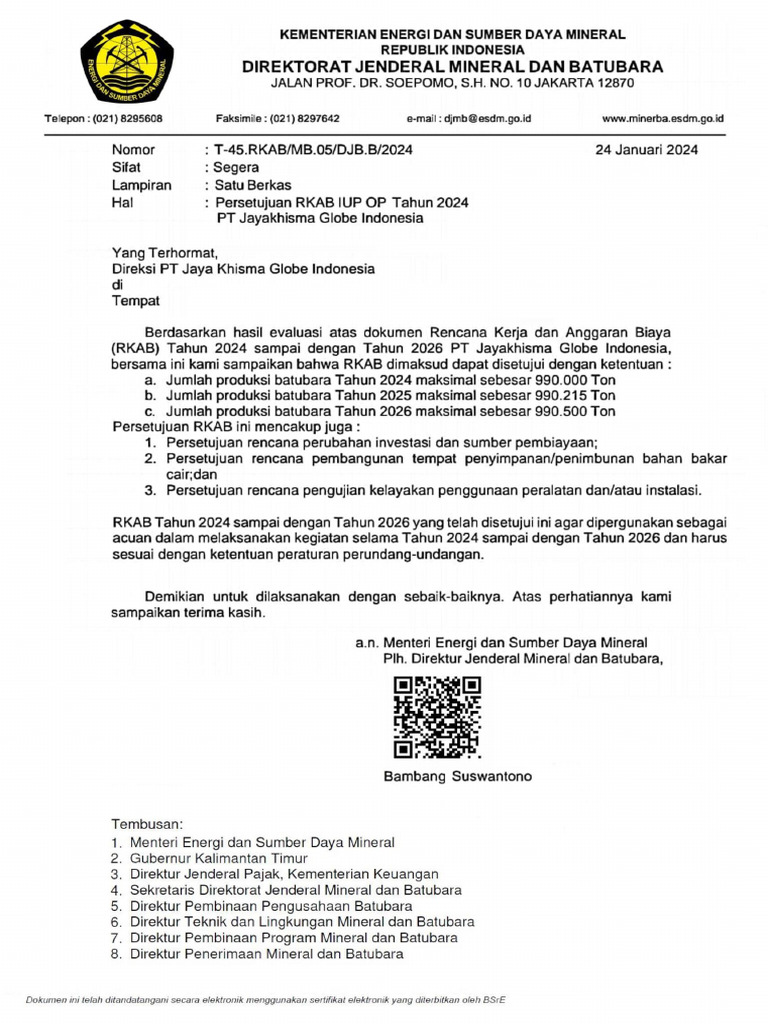 RKAB JGI 2024_2026 | PDF