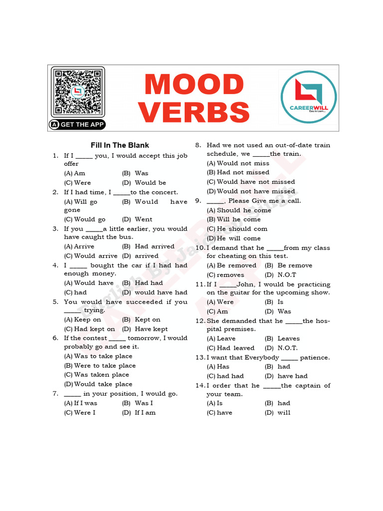 mood verbs | PDF | Linguistic Morphology | Linguistics