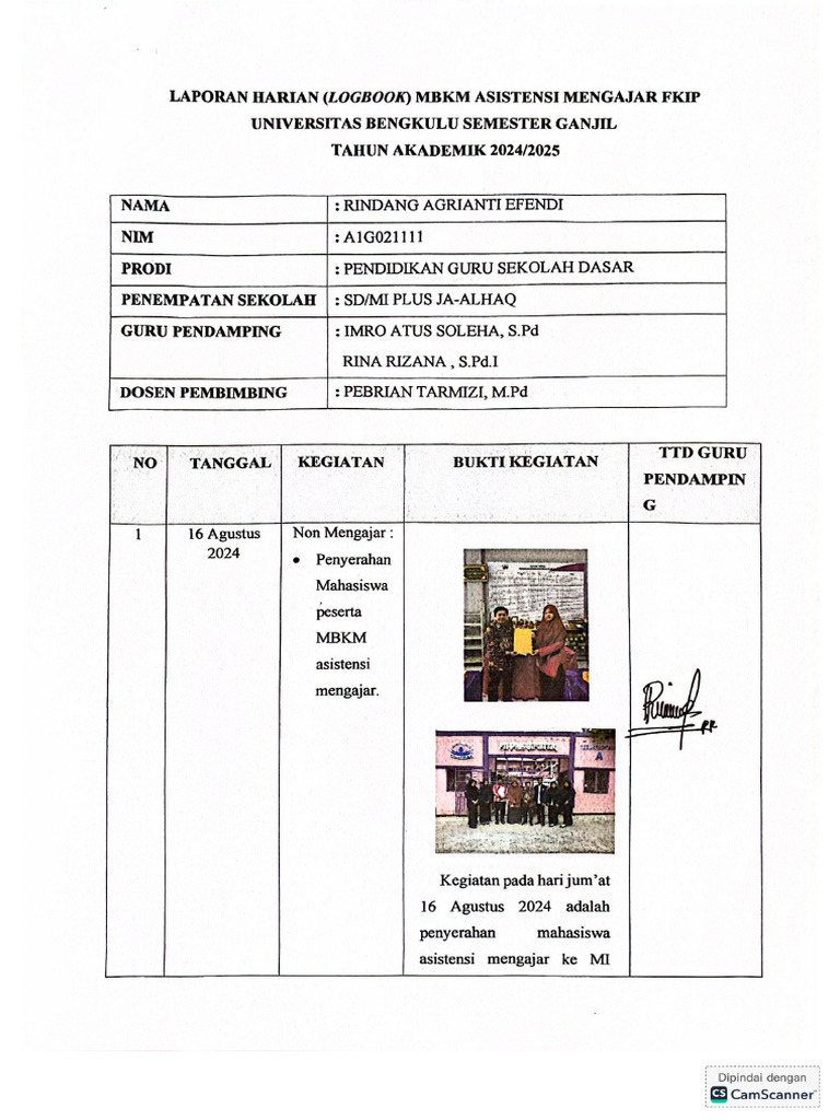 Logbook Minggu Ke 1-15 | PDF