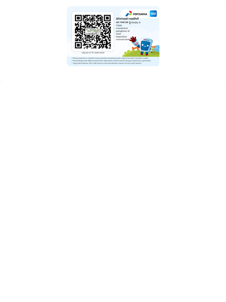 QR Code - Subsidi Tepat - MyPertamina | PDF