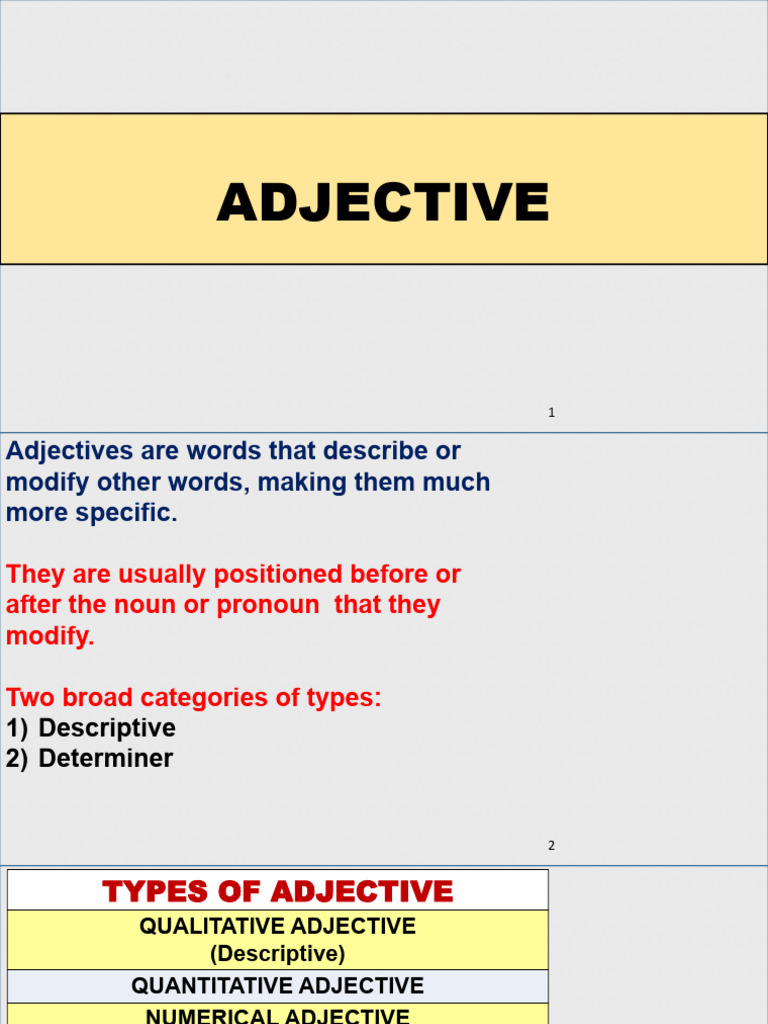 Adjective_Rules | PDF | Adjective | Noun