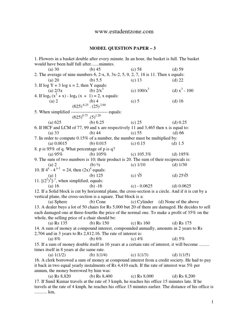 Tancet Mca Model Paper 3 | PDF | Computer Data Storage | Input/Output