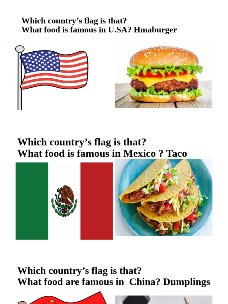 Identifying Country Flags and Foods | PDF