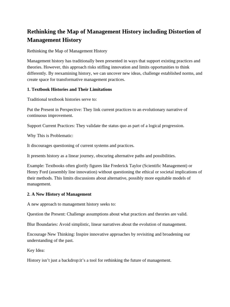 Rethinking the Map of Management History including Distortion of ...
