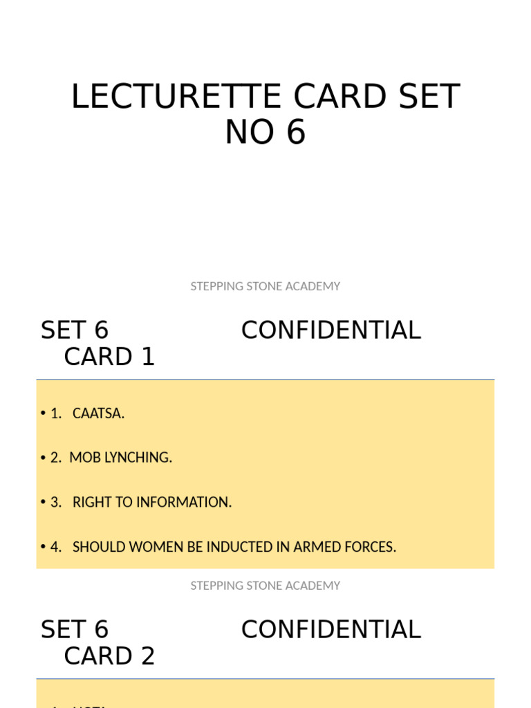 Lecturette Card 6 | PDF