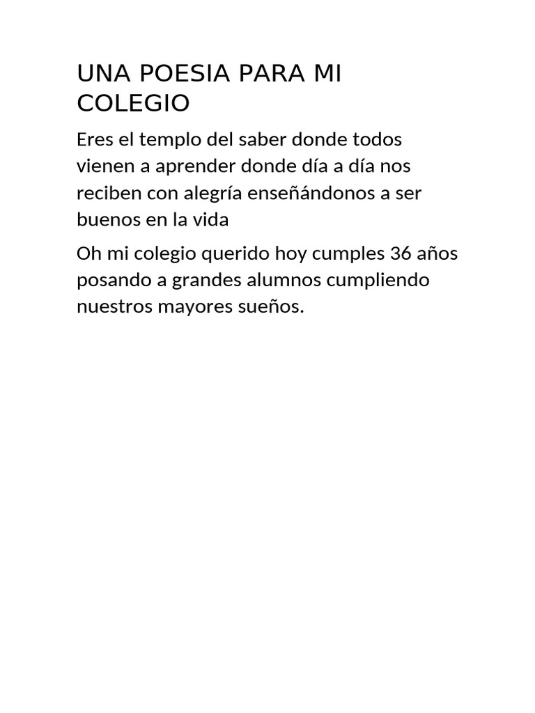 Poesia Mi Querido Colegio | PDF