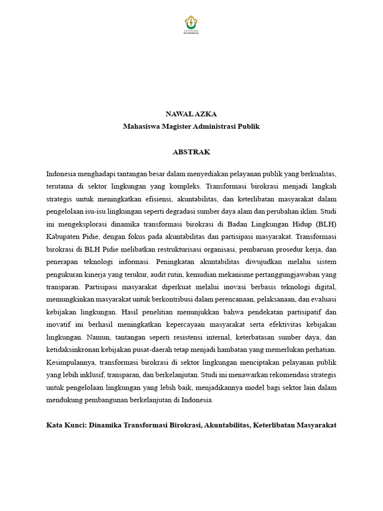 Transformasi Birokrasi Lingkungan Pidie | PDF