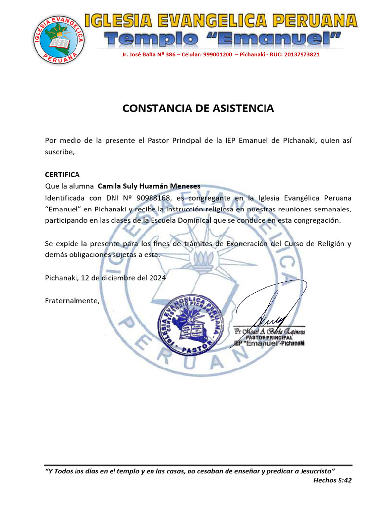 Constancia de Asistencia | PDF