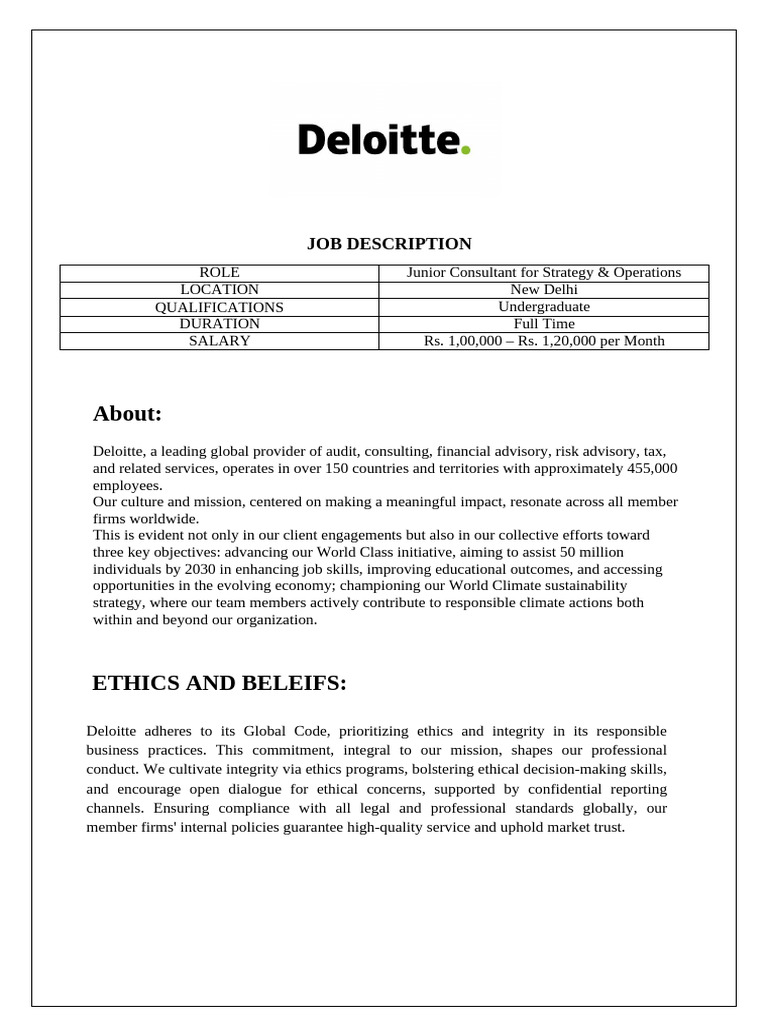 Deloitte Job Requirement | PDF | Consultant | Business
