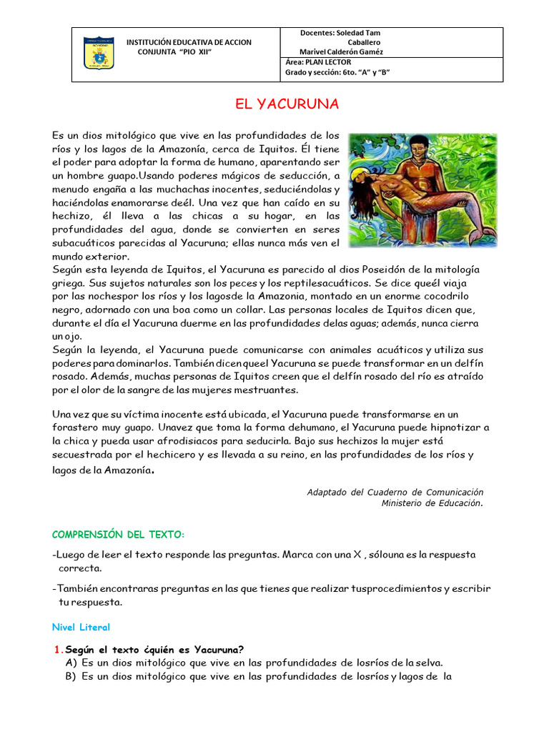 Leyenda del Yacuruna Amazónico | PDF