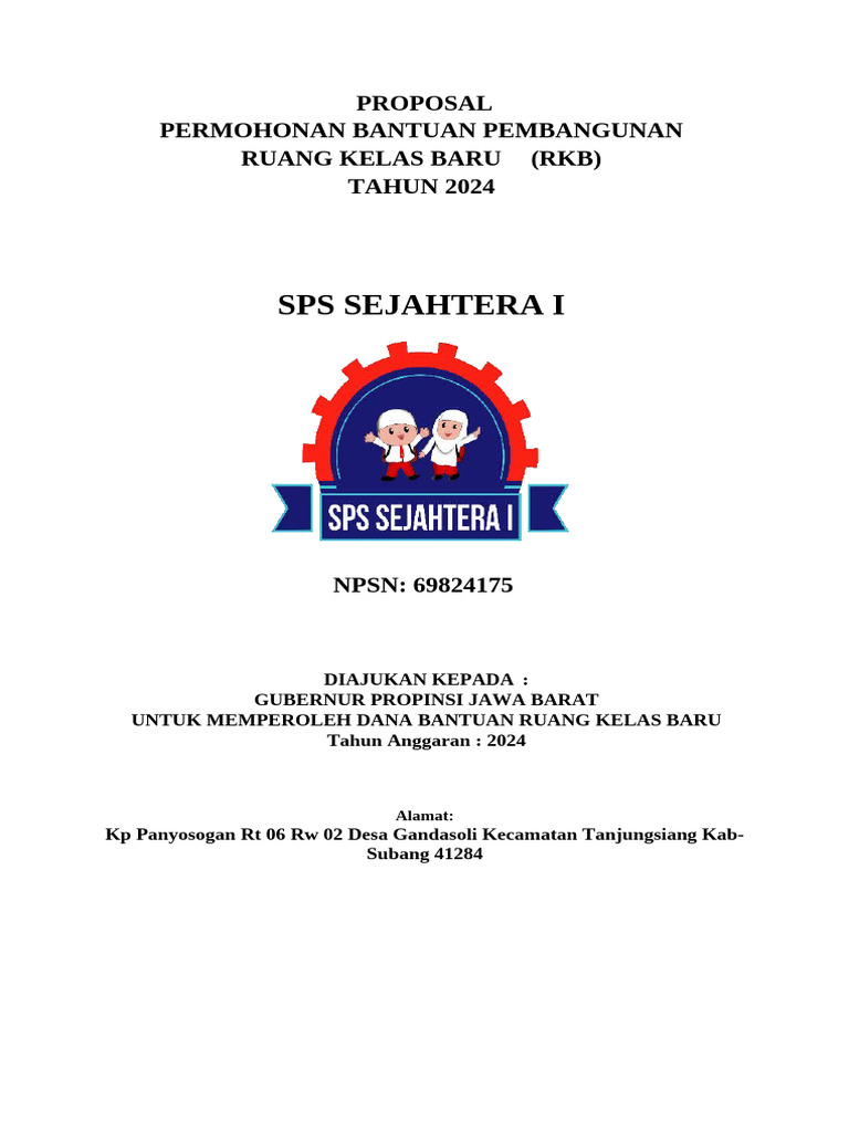Proposal Permohonan RKB Sps Sejahtera I 2024 | PDF
