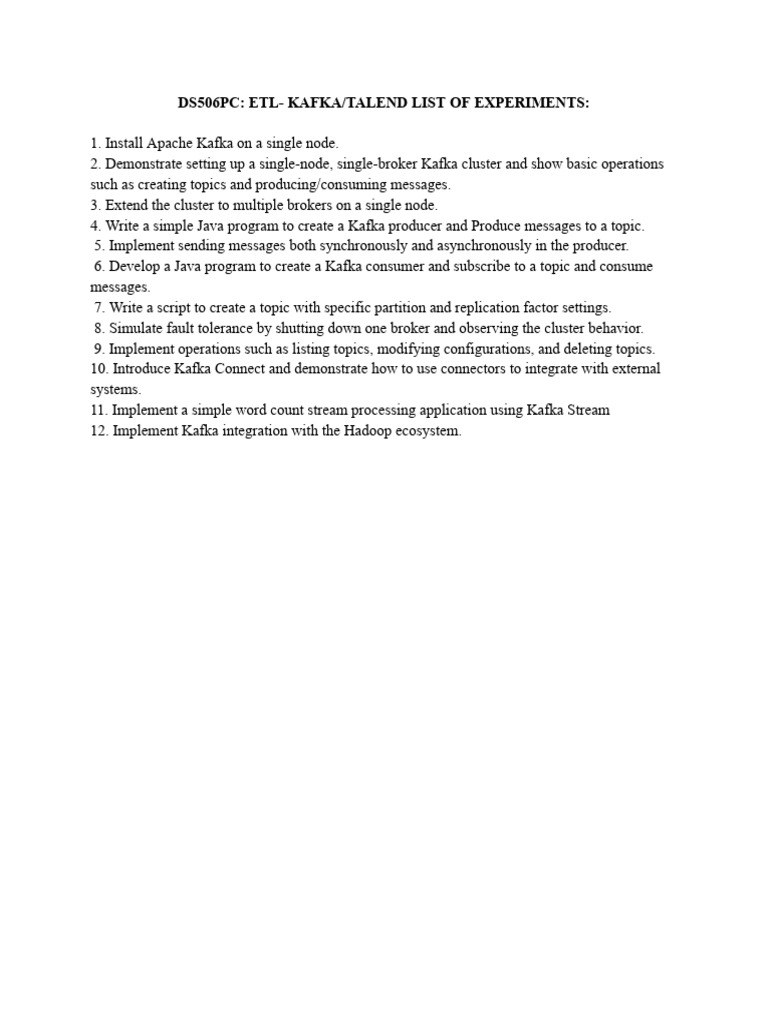 Kafka Lab Manual - 3 Experiments | PDF | Computer Engineering | Computing