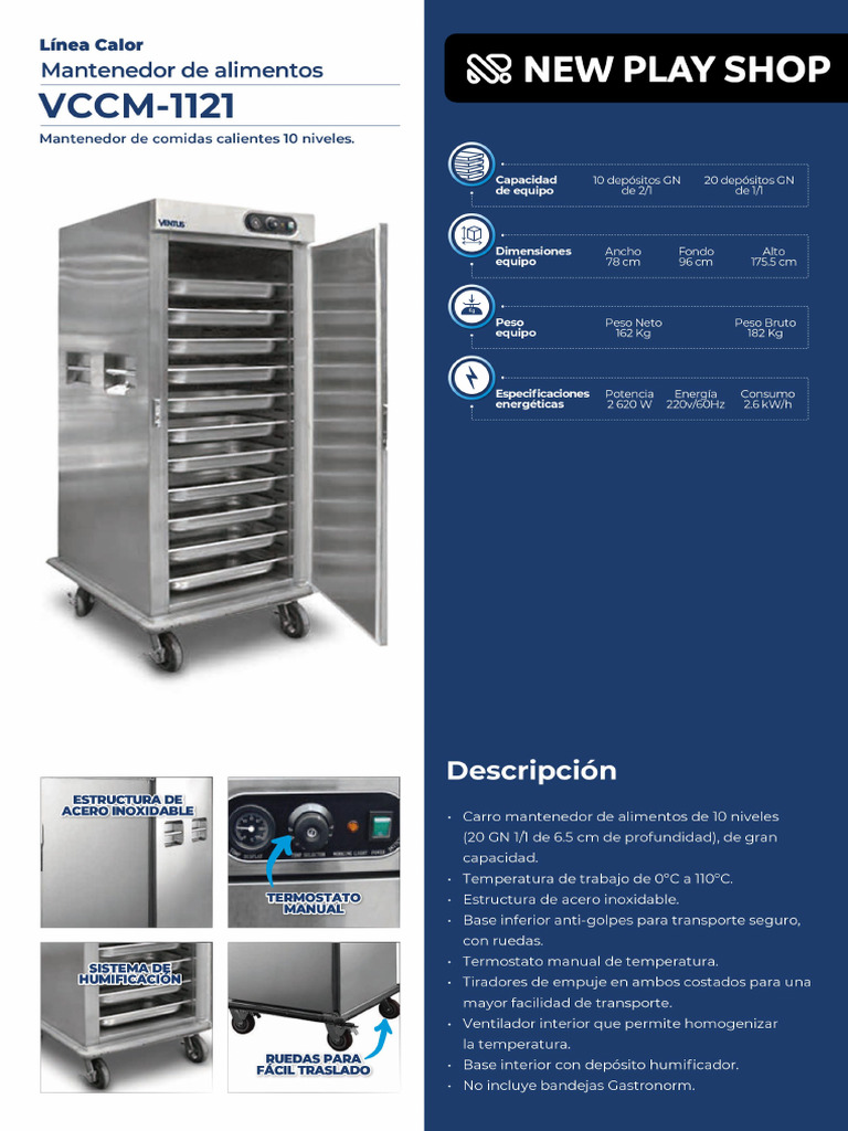 Ficha Técnica Mantenedor de Alimentos VCCM-1121 | PDF