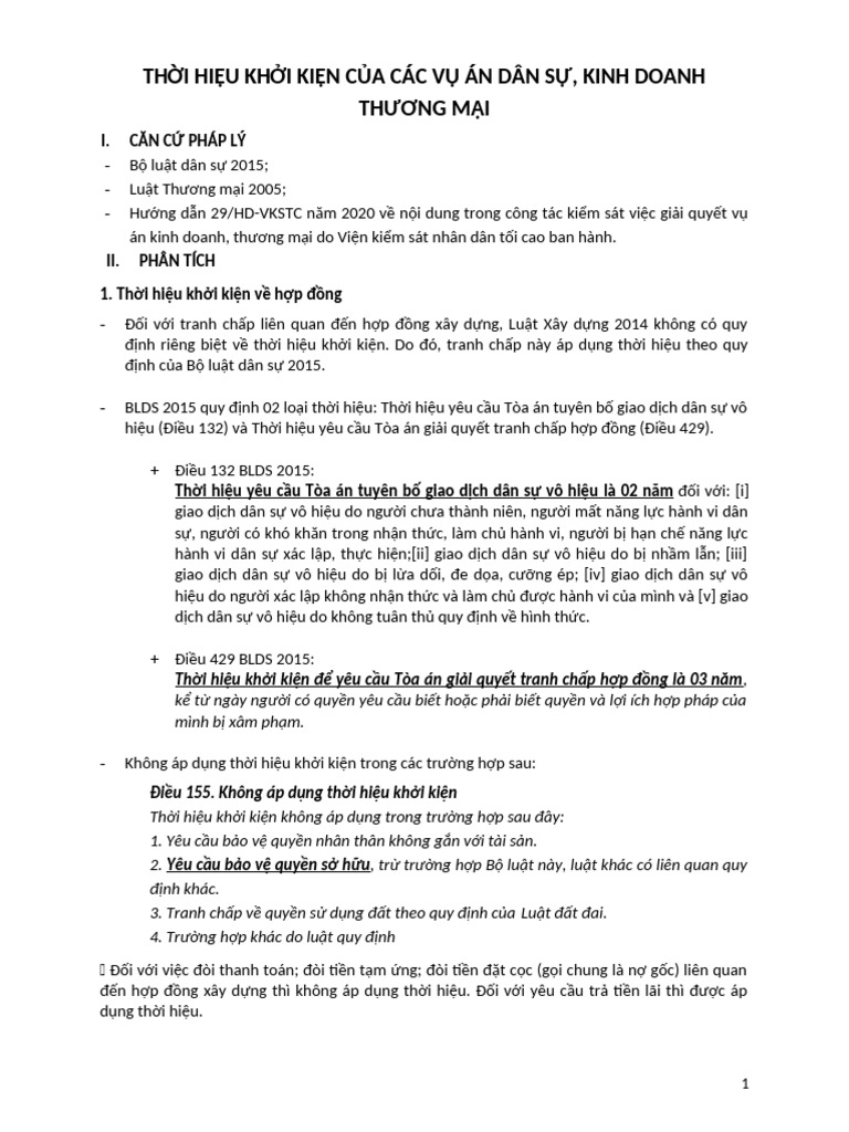 (Tl4) Thời Hiệu Khởi Kiện Các Vụ Án | PDF