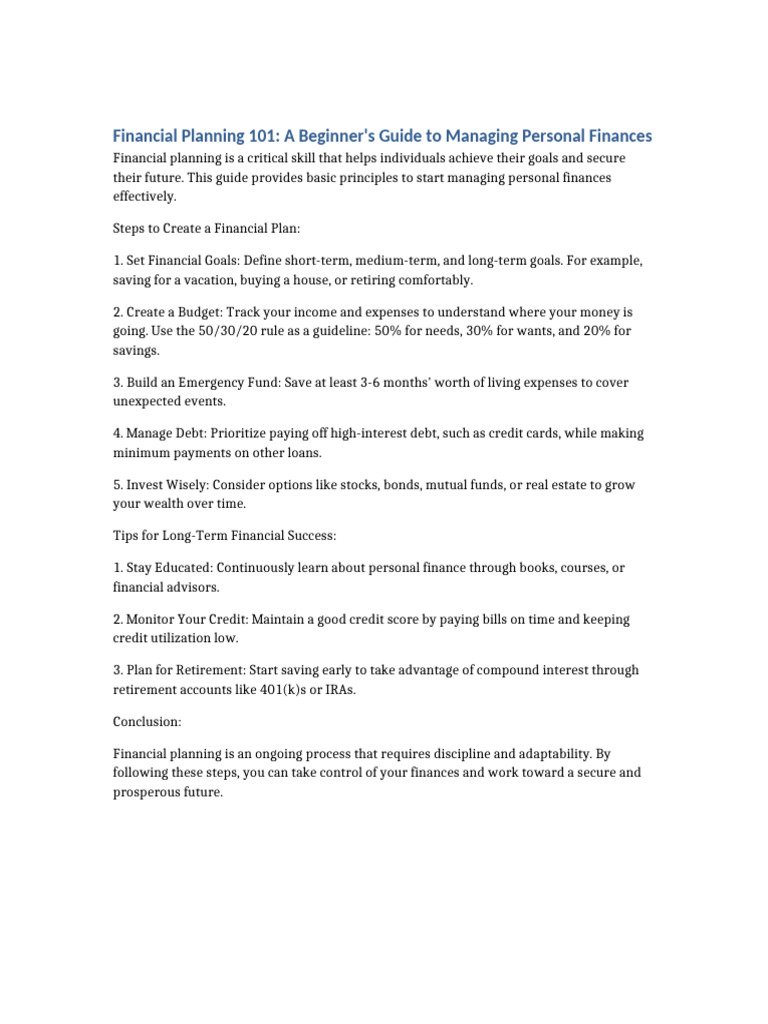 Financial_Planning_101 | PDF