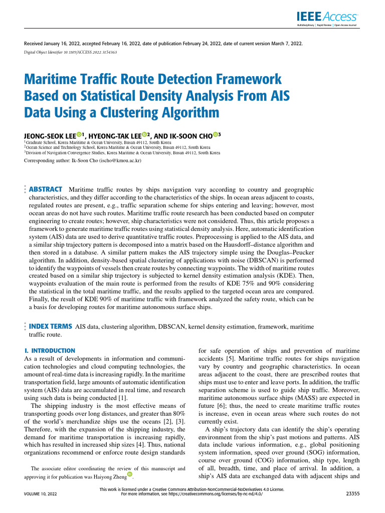 Maritime Traffic Route Detection Framework Based On Statistical Density Analysis From AIS Data ...