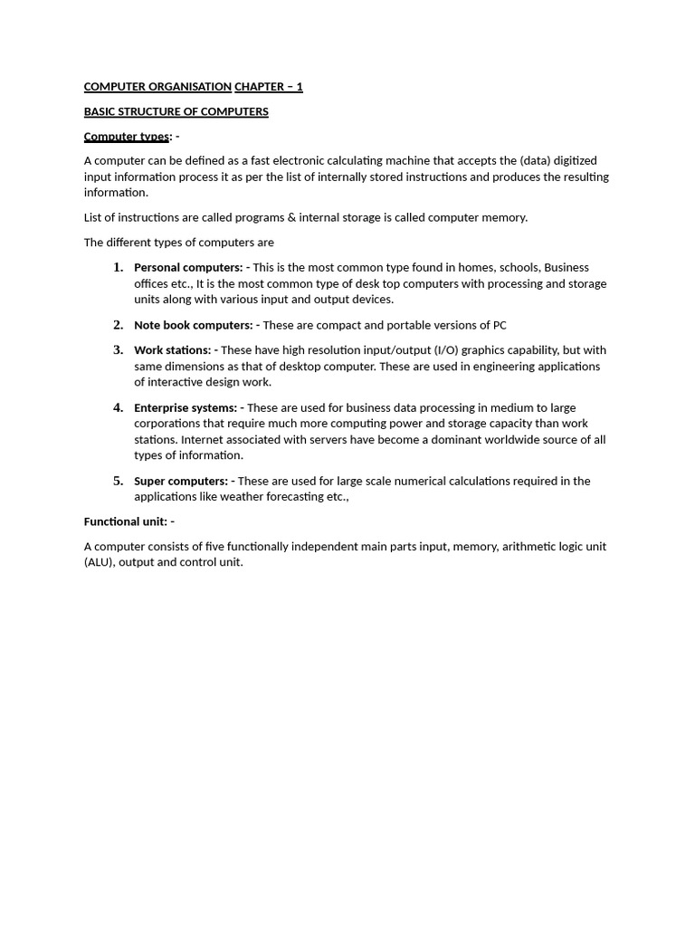 Computer Organisation Chapter1 | PDF | Random Access Memory | Computer ...