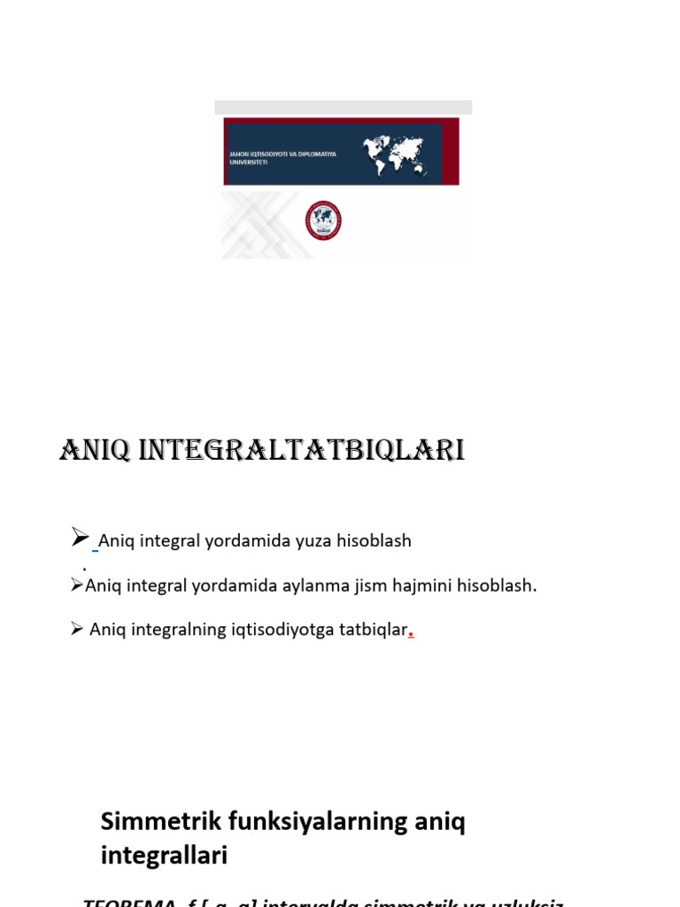 14 Mavzu Aniq Integral Tatbiqlari | PDF