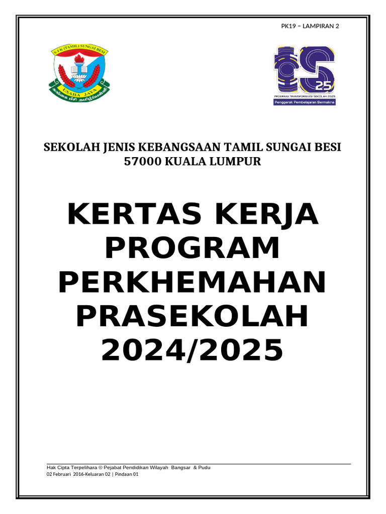 Program Perkhemahan Prasekolah 2024/2025 | PDF