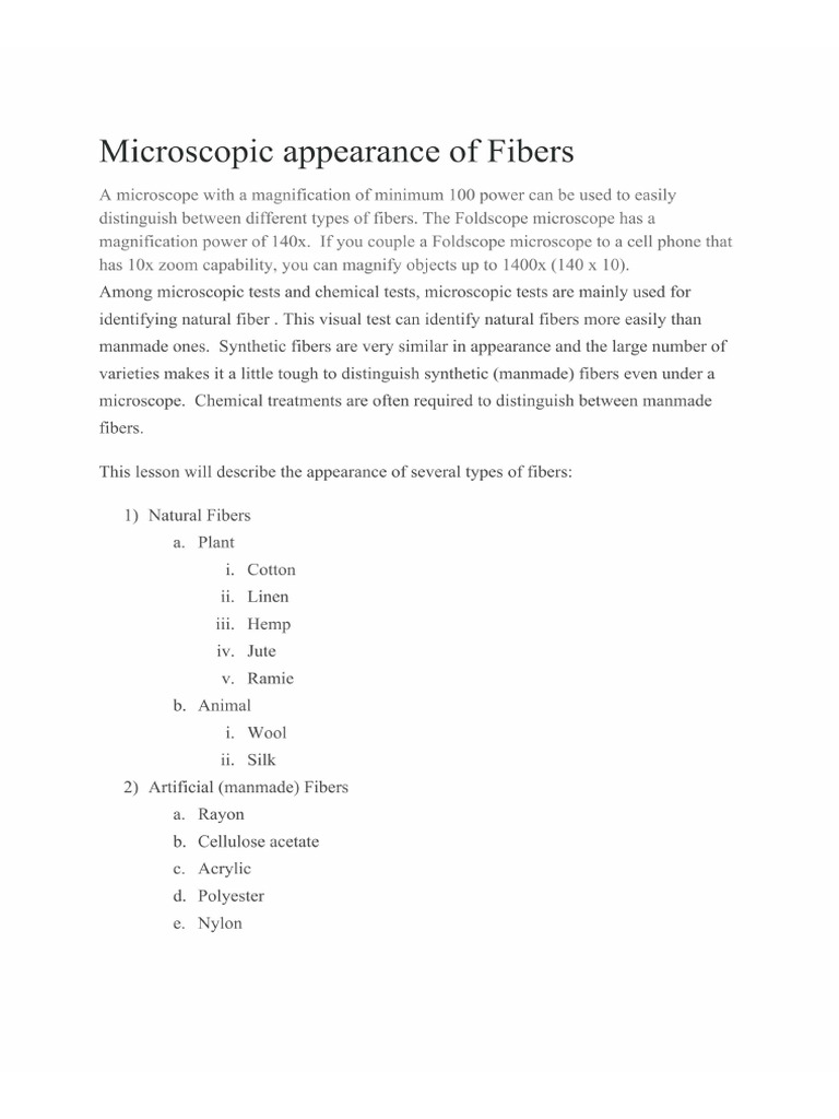 Microscopic Identification of Fibers | PDF