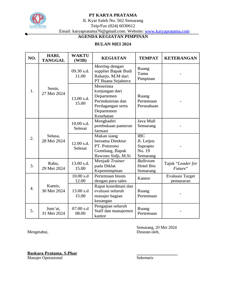 Tugas 5. Kunci JWB Jadwal Kegiatan Pimpinan | PDF