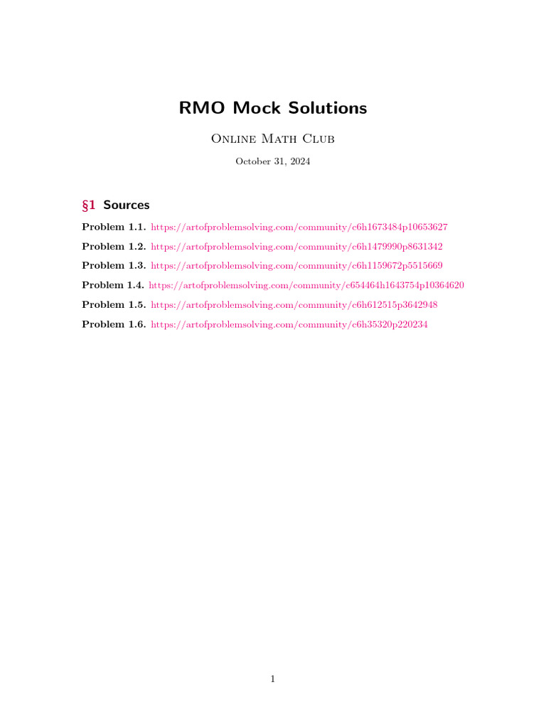 RMO Mock Solutions | PDF