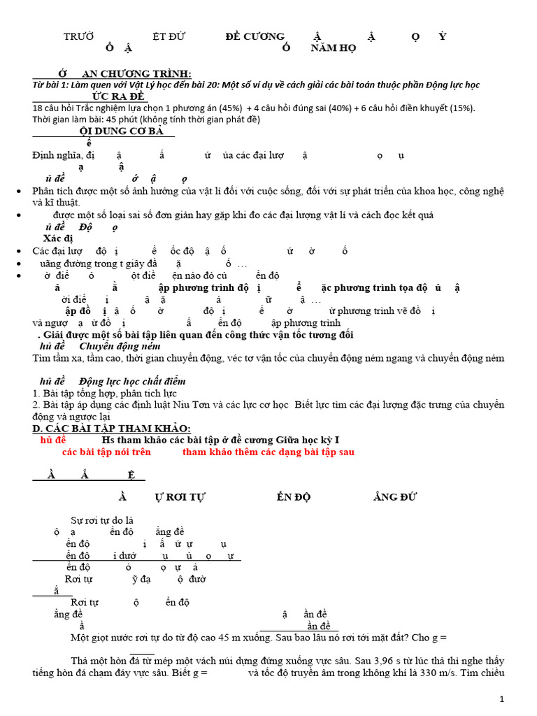 10-Hk1-Đề Cương-Đáp Án | PDF