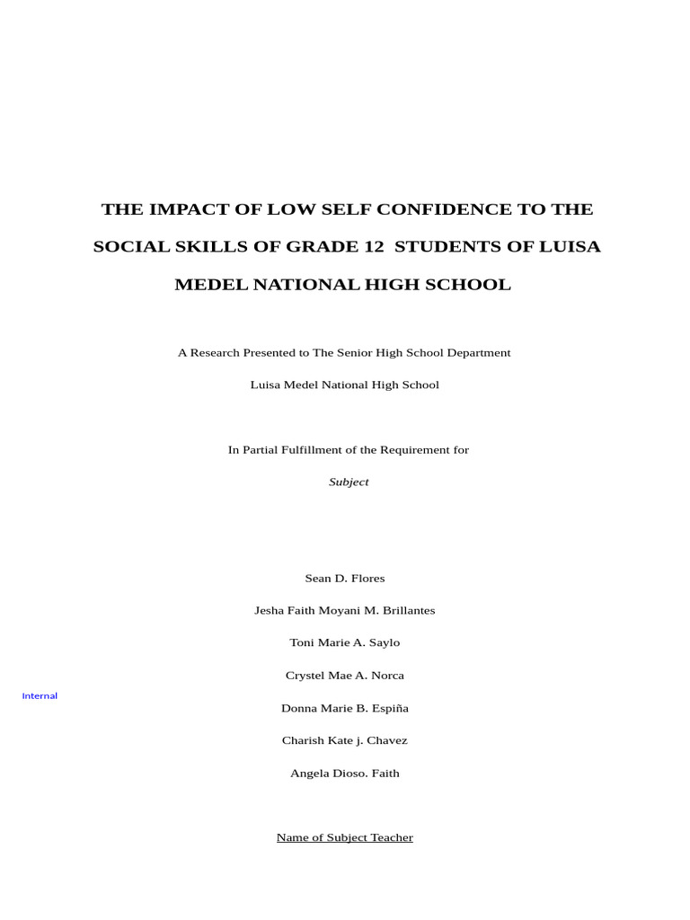 Grade 12 Self-Confidence Impact | PDF | Social Skills | Self Esteem
