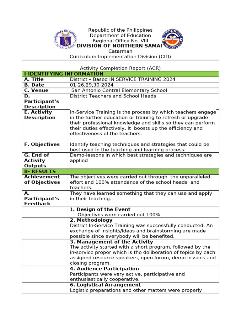 ACR-DIST INSET | PDF | Teachers | Human Communication