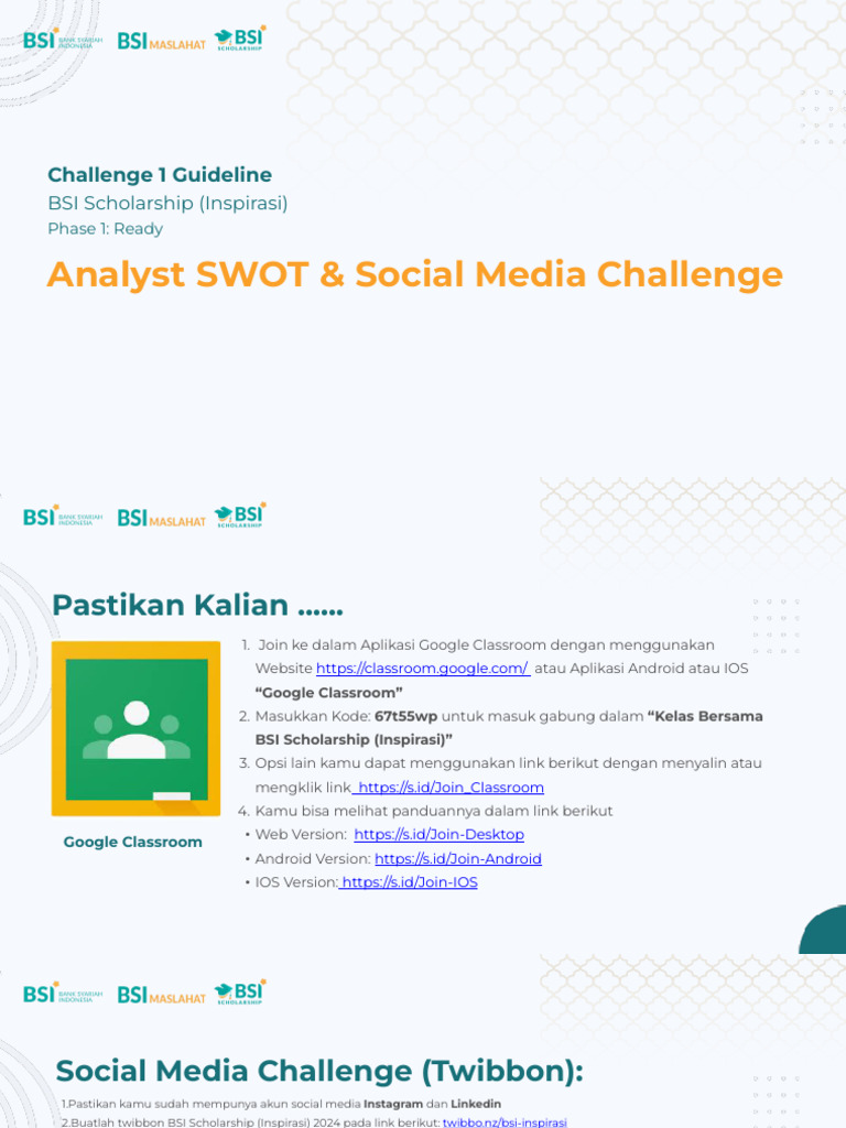 Guideline Challenge 1 SWOT Analyst dan Social Media | PDF