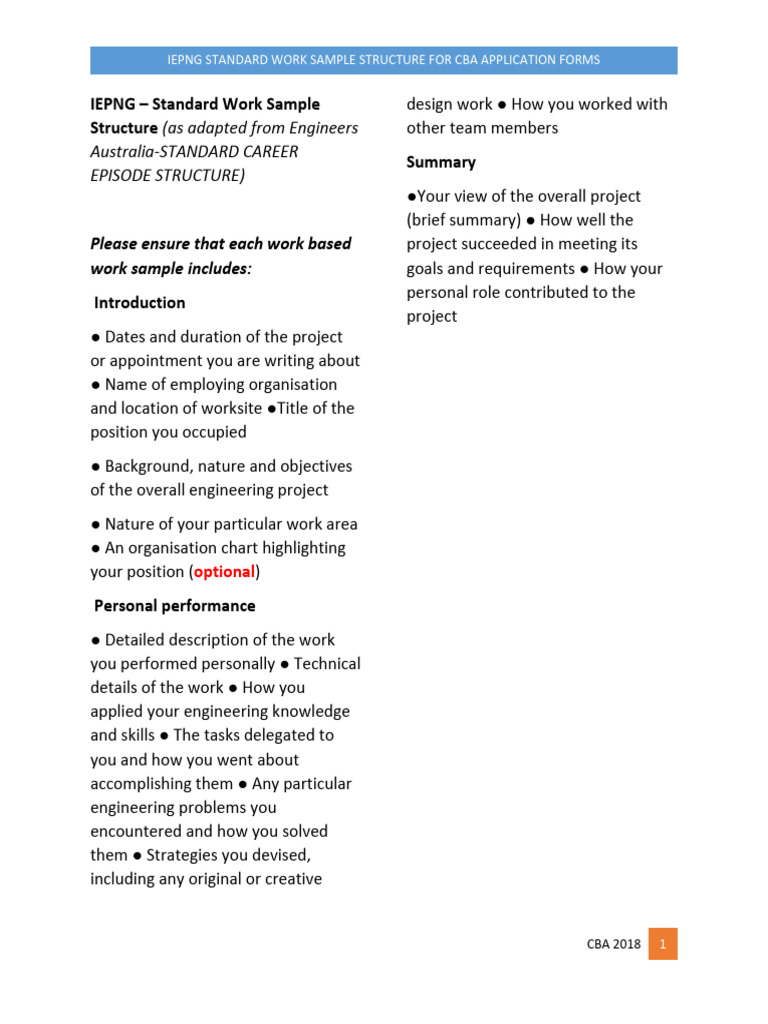 IEPNG Standard Work Sample Structure. Eb | PDF
