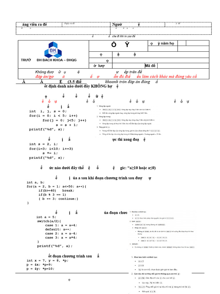 NMLT CK 2022 2023 HK1 DA GoiYGiai TongHop | PDF