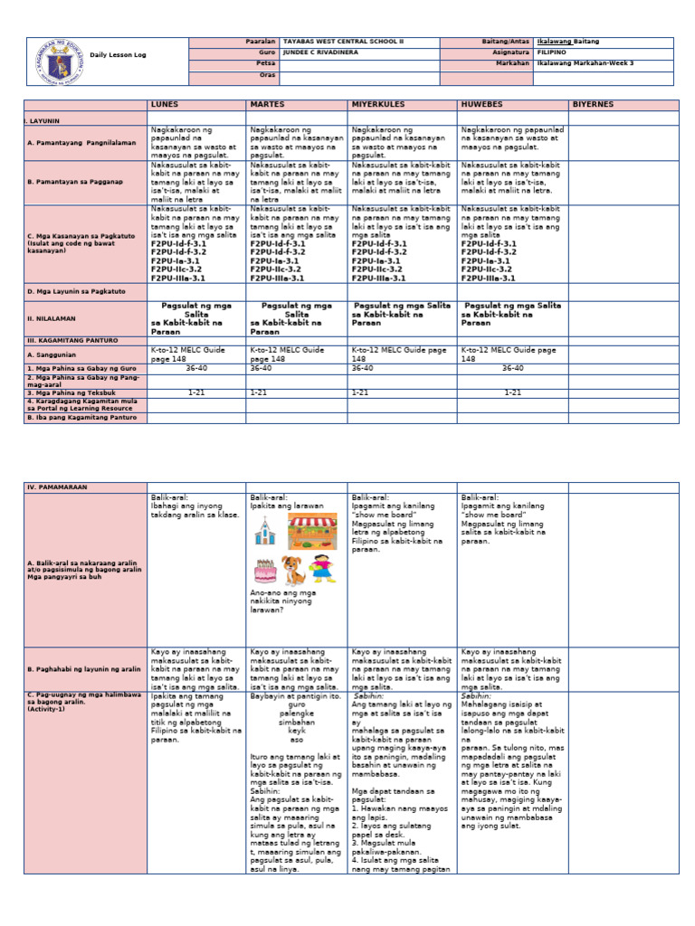 Q2-WEEK3-DLL FILIPINO 2 | PDF