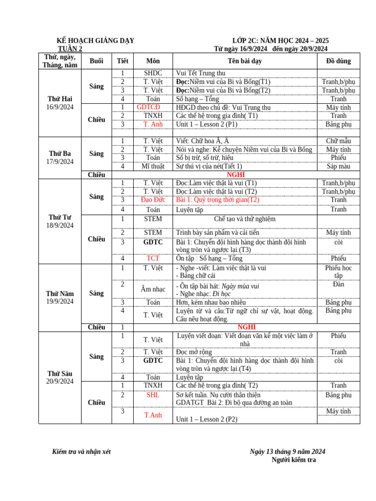 2C - KHDH TUẦN 2 | PDF