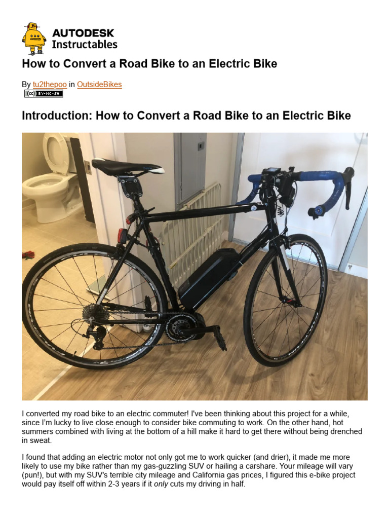 How To Convert A Road Bike To An Electric Bikes | PDF